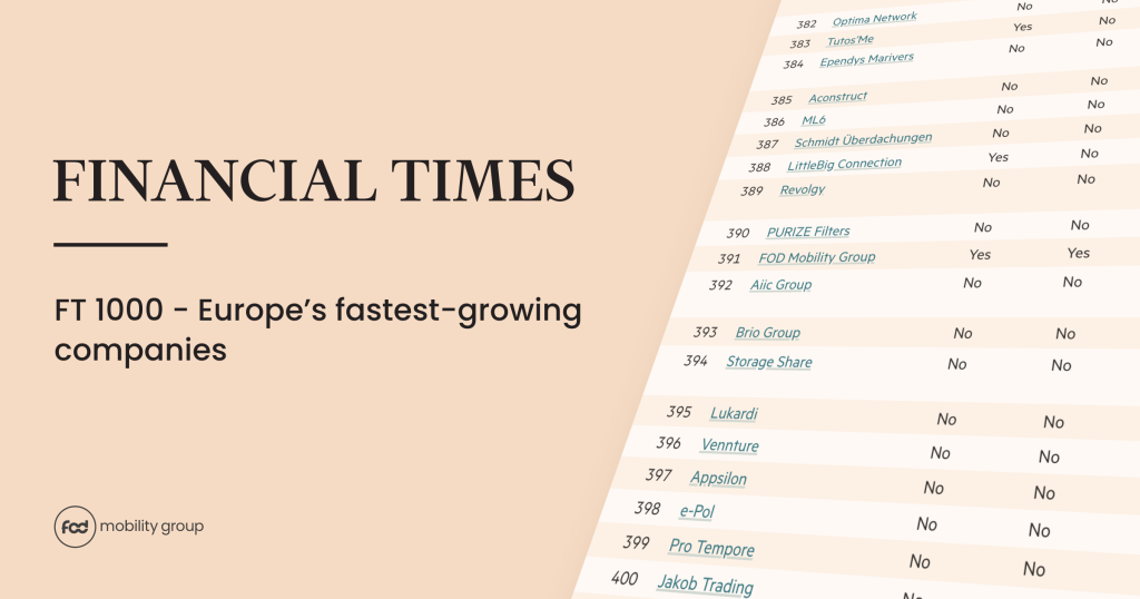 FOD Mobility Group features in Financial Times FT 1000 for third year ...